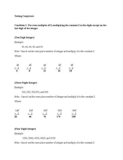 Group 2 Testing Conjecture Testing Conjecture Condition 1 For Even