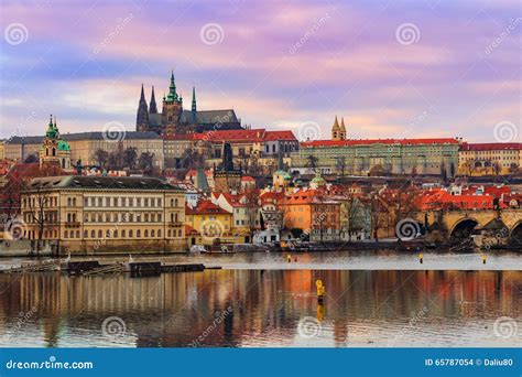 View Of Prague Castle Czech Prazsky Hrad And Charles Bridge Czech
