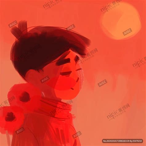 Ai创作图红色男孩插画 手绘追光的少年 看日出插画 插画红日 插画阳光男孩 男孩人物插画 新疆男孩插画 青春男孩插画 插画夕阳 年轻人插画 中秋男孩拍照 红孩儿插画 男孩乘凉插画 喝水的男孩