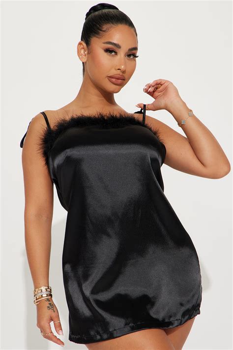 Sweet Dreams Satin Sleep Dress Black Fashion Nova Lingerie