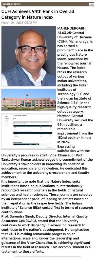 Cuh Is Rapidly Emerging As A Research Powerhouse Driven By The Visionary… Rupesh Deshmukh