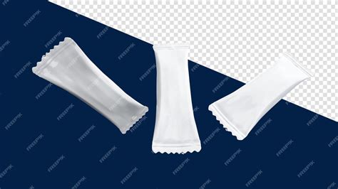 Premium Psd Flying Long Candy Wrapper Packaging White Polyethylene Package Snack Bar 3d