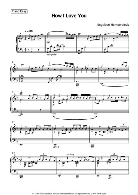 How I Love You Piano Sheet Music Easy Engelbert Humperdinck In Note