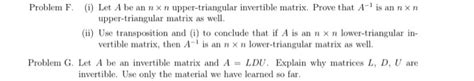 Solved Problem F I Let A Be An Nxn Upper Triangular