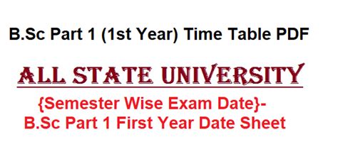 {semester wise exam date} b sc part 1 1st year time table