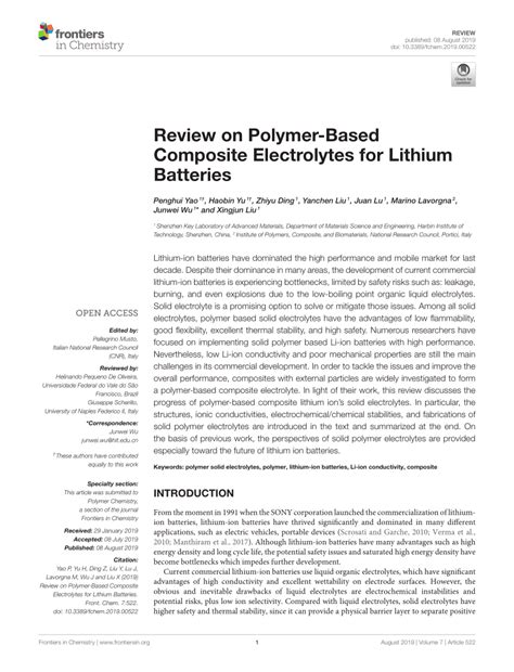 Pdf Review On Polymer Based Composite Electrolytes For Lithium Batteries