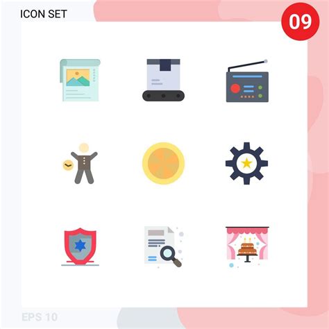 User Interface Pack Of 9 Basic Flat Colors Of Food Health Devices Time Exercise Editable Vector