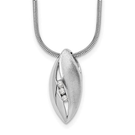 Sterling Silver White Ice Rhodium Plated Satin And Polished 18 Inch