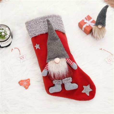 크리스마스 장식품 입체 얼굴없는 인형 크리스마스 스타킹 크리스마스 선물 사탕 가방 빨간색