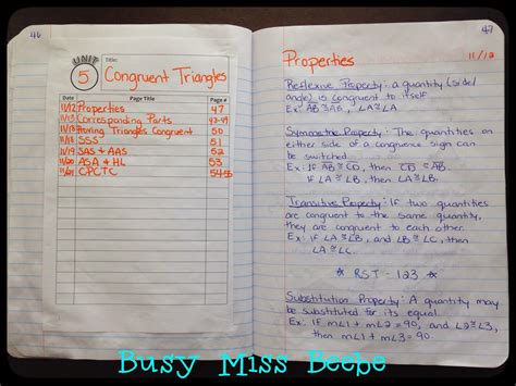 Busy Miss Beebe Geometry Interactive Notebook The Fifth Unit