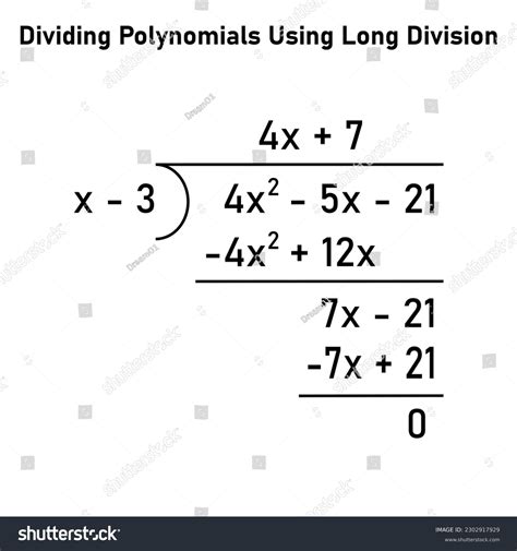 Dividing Polynomial Expressions Mathematics Long Division Stock Vector Royalty Free 2302917929