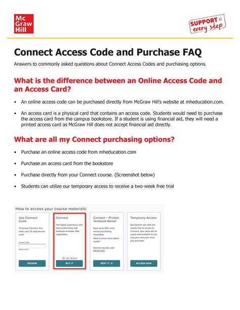 Connect Access Code And Purchase FAQ Connect Access Code And Purchase
