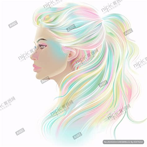 Ai创作图长发少女插画 手绘长发女孩 头发飘逸时尚水彩画 美女人物侧脸 手绘长发美女 手绘女性侧脸 美女潮流插画 彩虹头发 唯美彩虹女孩 发型插画 彩发女孩 女孩海报时尚插画 少女美女插画手绘