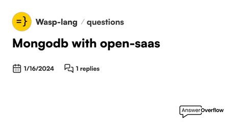 Mongodb With Open Saas Wasp