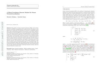A Block Coordinate Descent Method For Sensor Network Localization