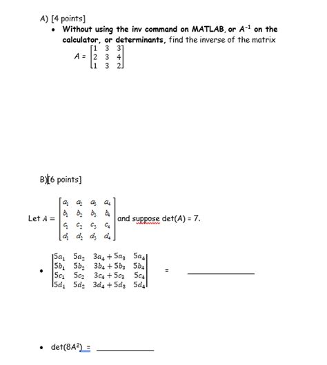 Solved A 4 Points Without Using The Inv Command On