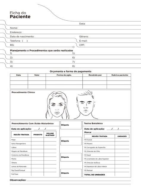 Ficha De Anamnese Botox E Preenchimento Pdf