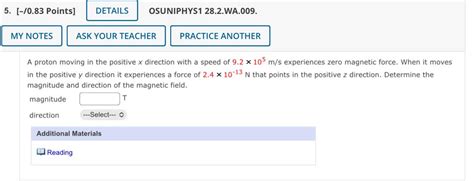 Solved A Proton Moving In The Positive X Direction With A Chegg Com