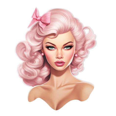 Premium Ai Image Sticker Of Beautiful Barbie On A White Background