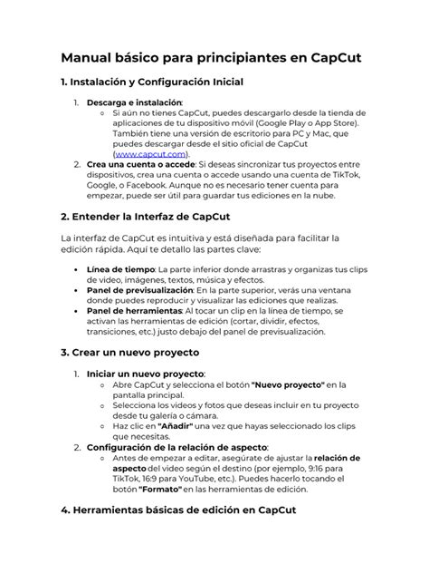 Manual Básico Para Principiantes En Capcut Pdf