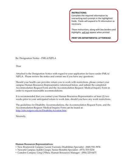18 Fmla Notice Letter Free To Edit Download And Print Cocodoc