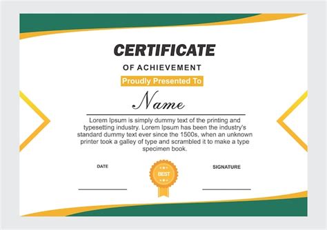 Premium Vector Green Frame Modern Certificate Template