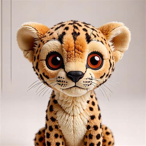 A Stuffed Leopard Toy Is Sitting On A Table Premium Ai Generated Image