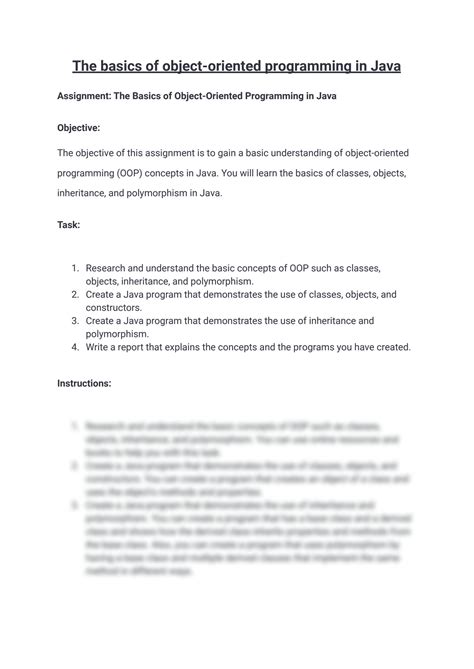 Solution The Basics Of Object Oriented Programming In Java Studypool