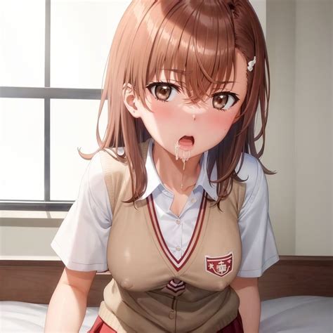Rule 34 After Blowjob Ai Generated Bed Blush Brown Eyes Brown Hair Clothing Drooling Misaka