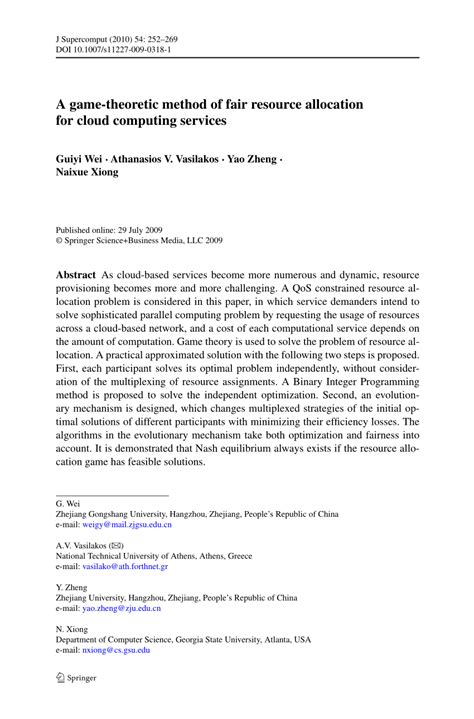 Pdf A Game Theoretic Method Of Fair Resource Allocation For Cloud