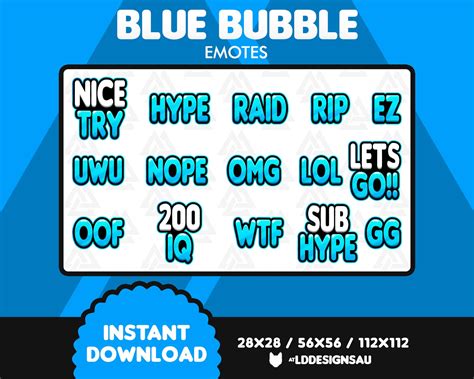 Blue Bubble Text Emotes Twitch Emote Emote Pack Text Etsy