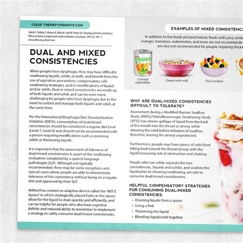 Dual And Mixed Consistencies Adult And Pediatric Printable Resources For Speech And