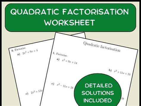 Factorisation Worksheets With Solutions Teaching Resources