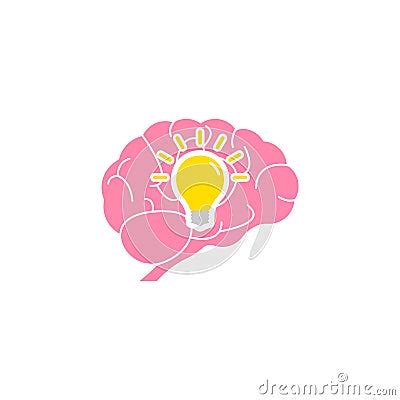 Creative Idea Icon Human Brain With Lightbulb Idea Concept Vector