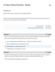 Quiz On Python Functions Results And Interpretation Course Hero