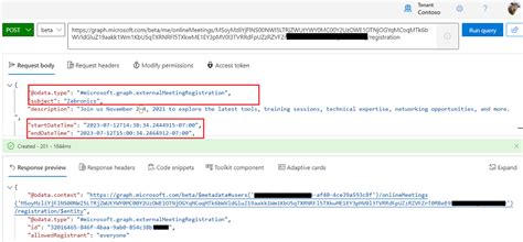 bad request 400 when creating onlinemeeting registration when