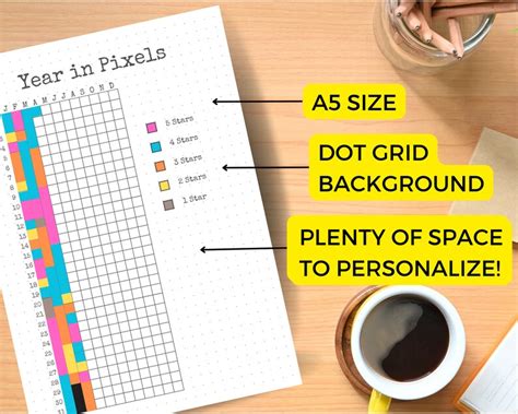 Year In Pixels Bullet Journal Yearly Tracker Mood Tracker Habit