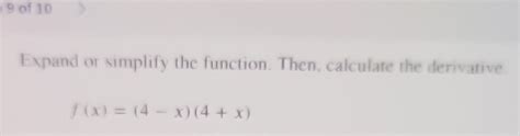 Solved Expand Or Simplify The Function Then Calculate The Chegg Com