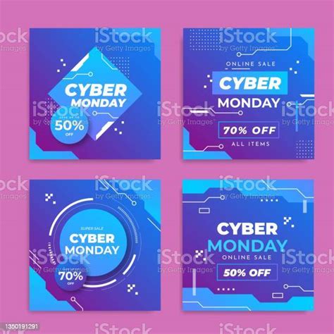 얼음 사이버 먼데이 인스 타 그램 게시물 템플릿 벡터 디자인 일러스트 Cyber Monday에 대한 스톡 벡터 아트 및 기타