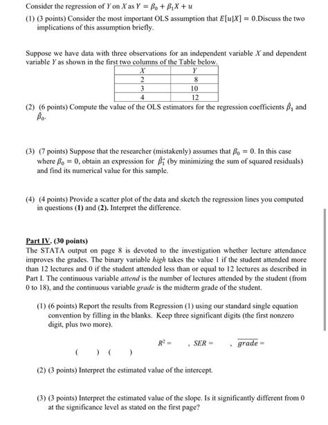 Solved Consider The Regression Of Y On X As Y Bo B1x U