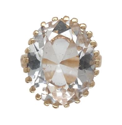 Vintage 14k Yellow Gold Ring With Genuine Natural Rock Crystal Quartz 6