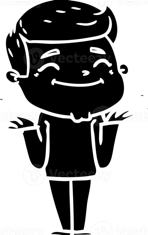 Happy Cartoon Man Shrugging Solid Black Icon 45458098 Png