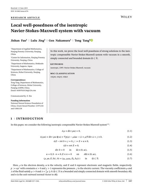 Local Well‐posedness Of The Isentropic Navier‐stokes‐maxwell System With Vacuum Request Pdf