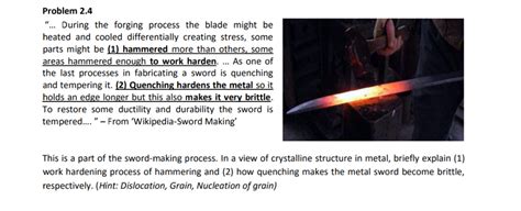 Solved During The Forging Process The Blade Might Be