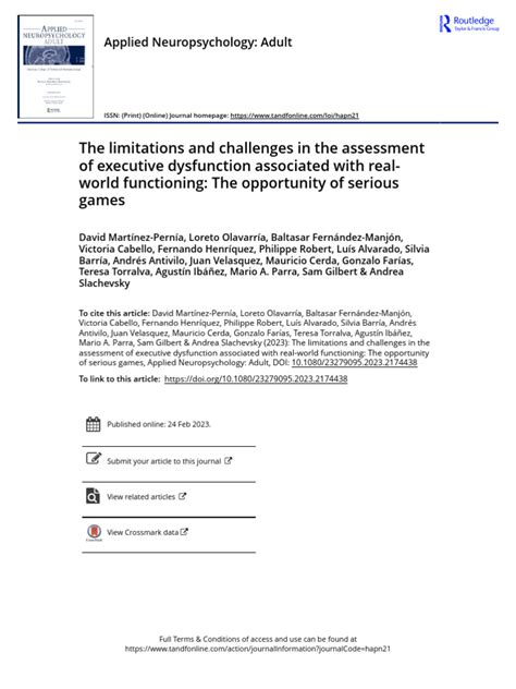 The Limitations And Challenges In The Assessment Of Executive Dysfunction Associated With Real