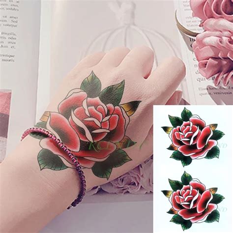 Wasserdicht Tempor Re T Towierung Aufkleber Rose Blume Tatto Flash