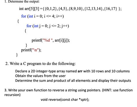 solved 1 determine the output int arr[5][3]