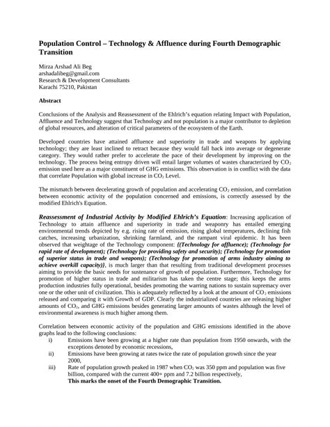 Pdf Population Control Technology And Affluence During Fourth