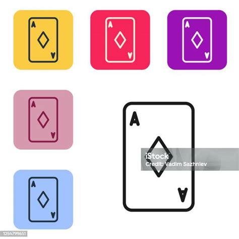 Carte De Jeu De Ligne Noire Avec Licône De Symbole De Diamants Isolée