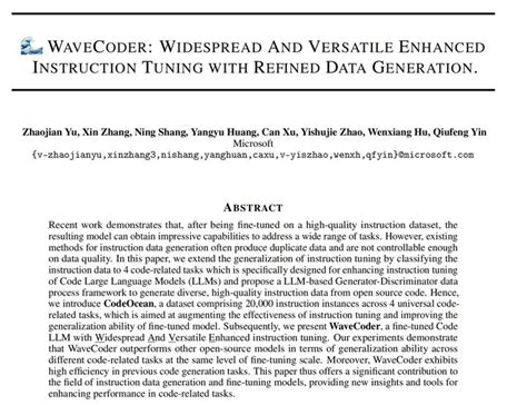 wavecoder：广泛且多样的增强指令微调与精细数据生成 知乎